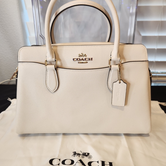 Coach | Bags | Coach Ivory Satchel With Gold Accents | Poshmark